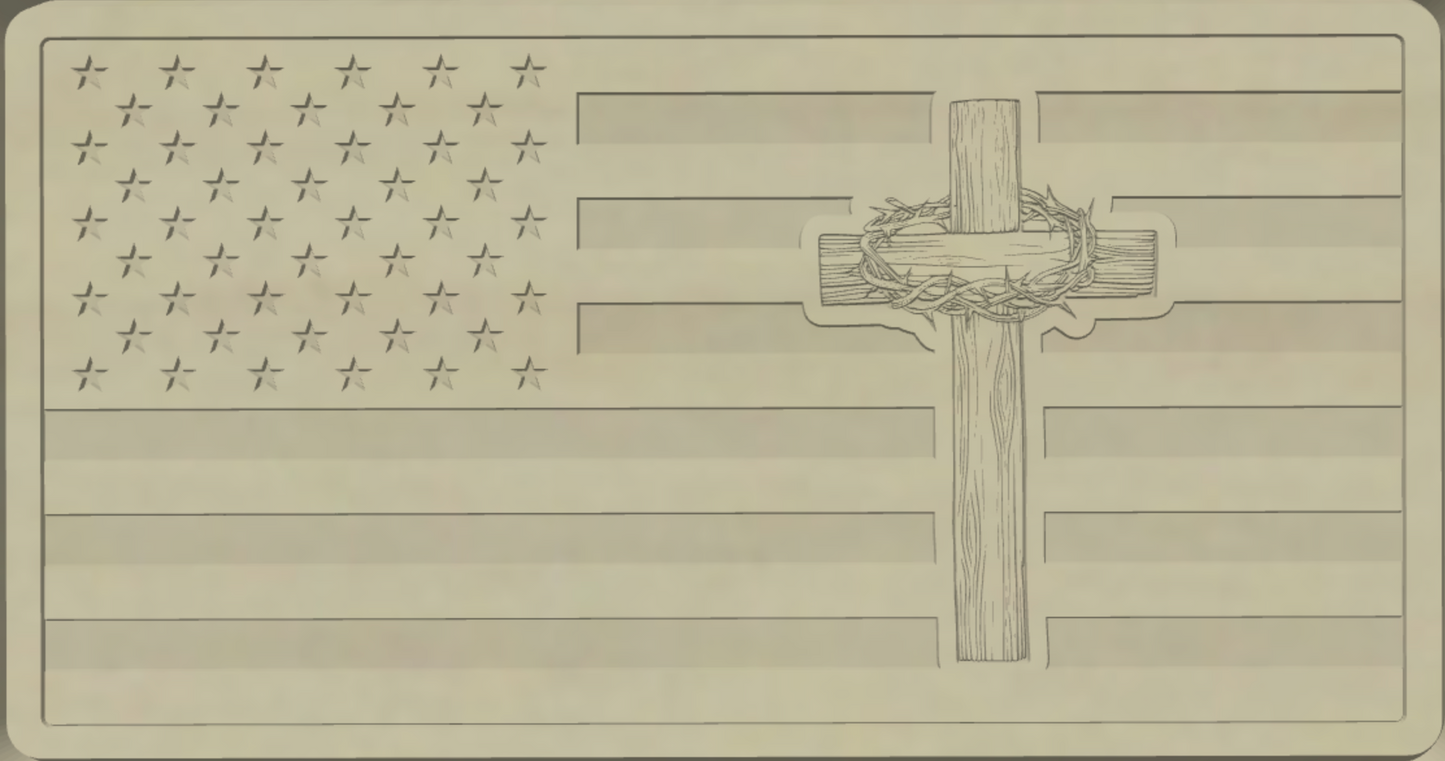 X - PERSONALIZABLE FLAG WITH CROWN OF THORNS CROSS – Hidden Defense LLC